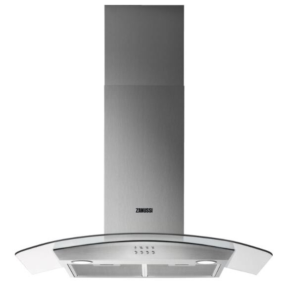 ZANUSSI COOKER HOOD ZHC92352X 90cm Curved Glass Chimney Extractor - The ...